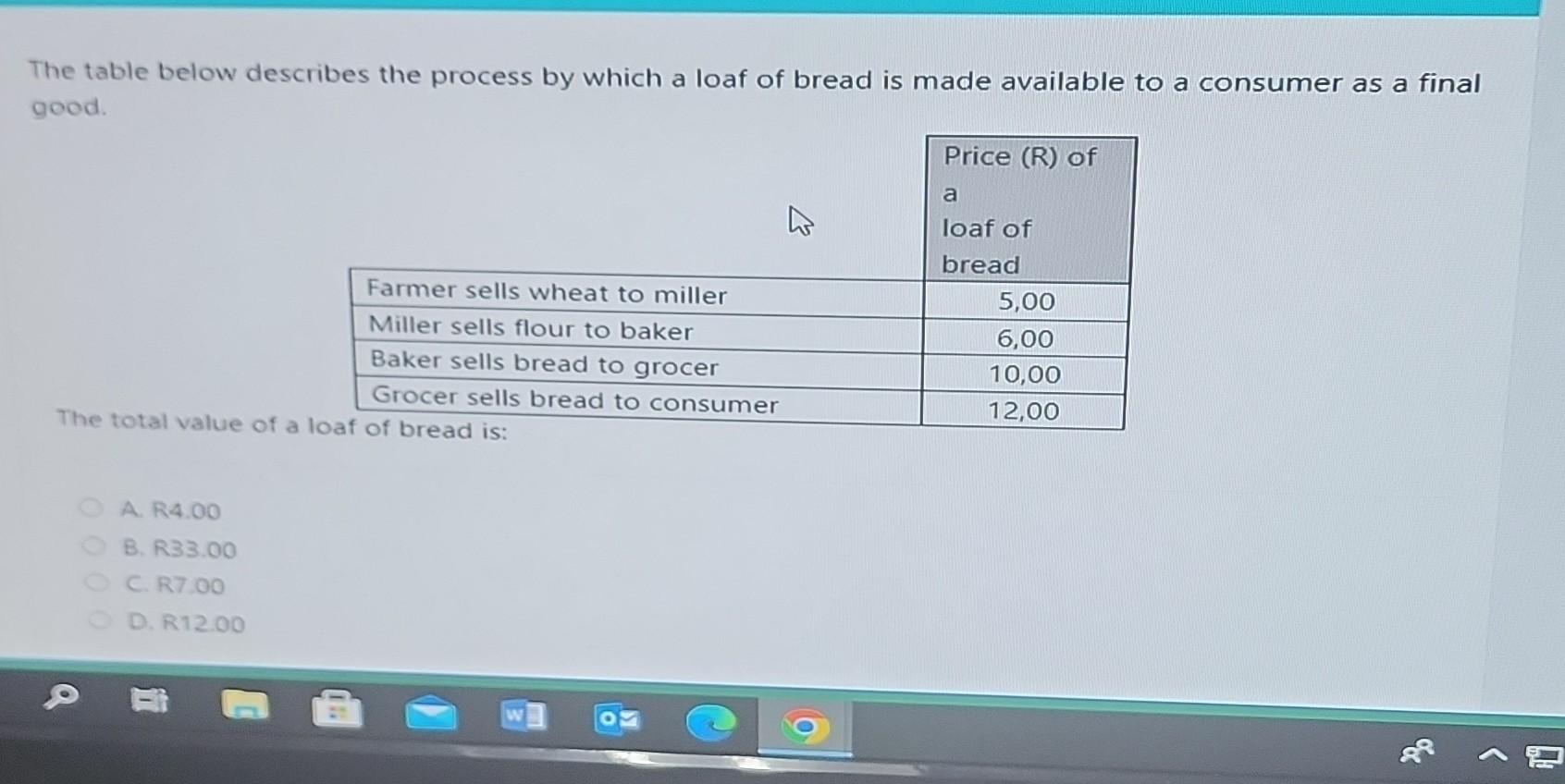 Solved The table below describes the process by which a loaf | Chegg.com