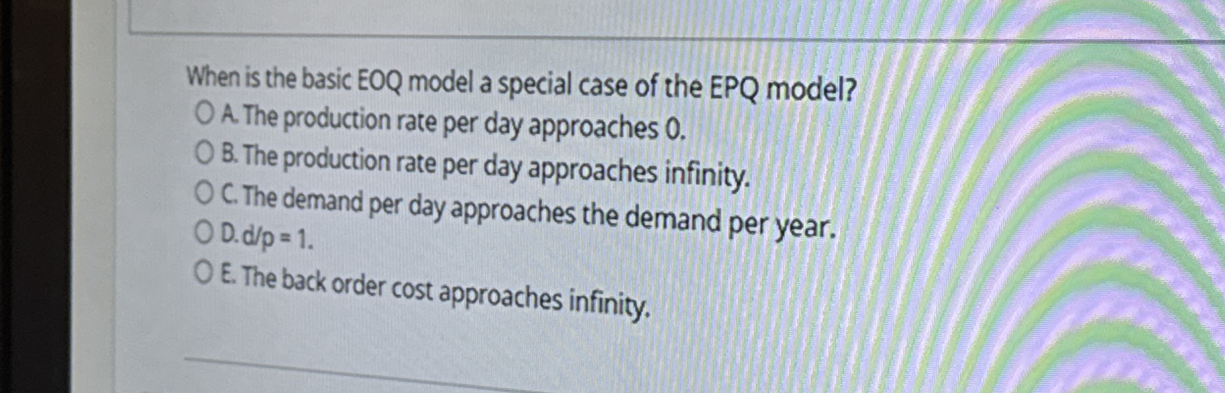 When is the basic EOQ model a special case of the EPQ | Chegg.com