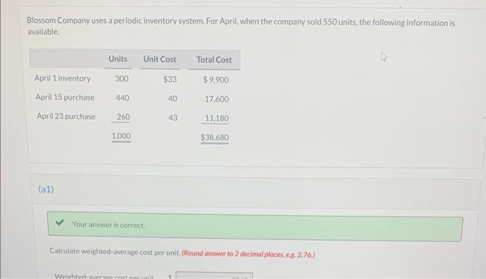 Solved Blossom Company uses a periodic inventory system. For | Chegg.com