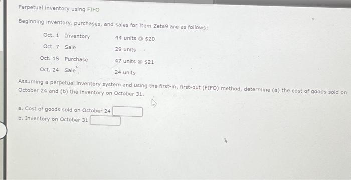 Solved Perpetual inventory using FIFO Beginning inventory, | Chegg.com