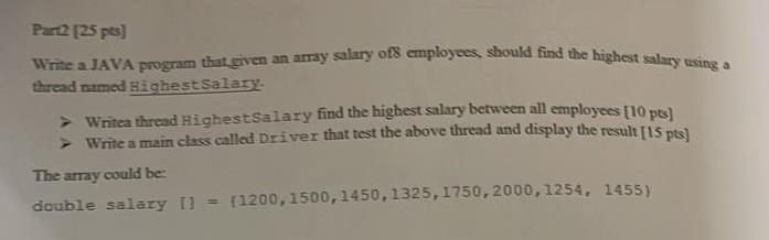 Solved Pare [25 pts] Write a JAVA program that given an | Chegg.com