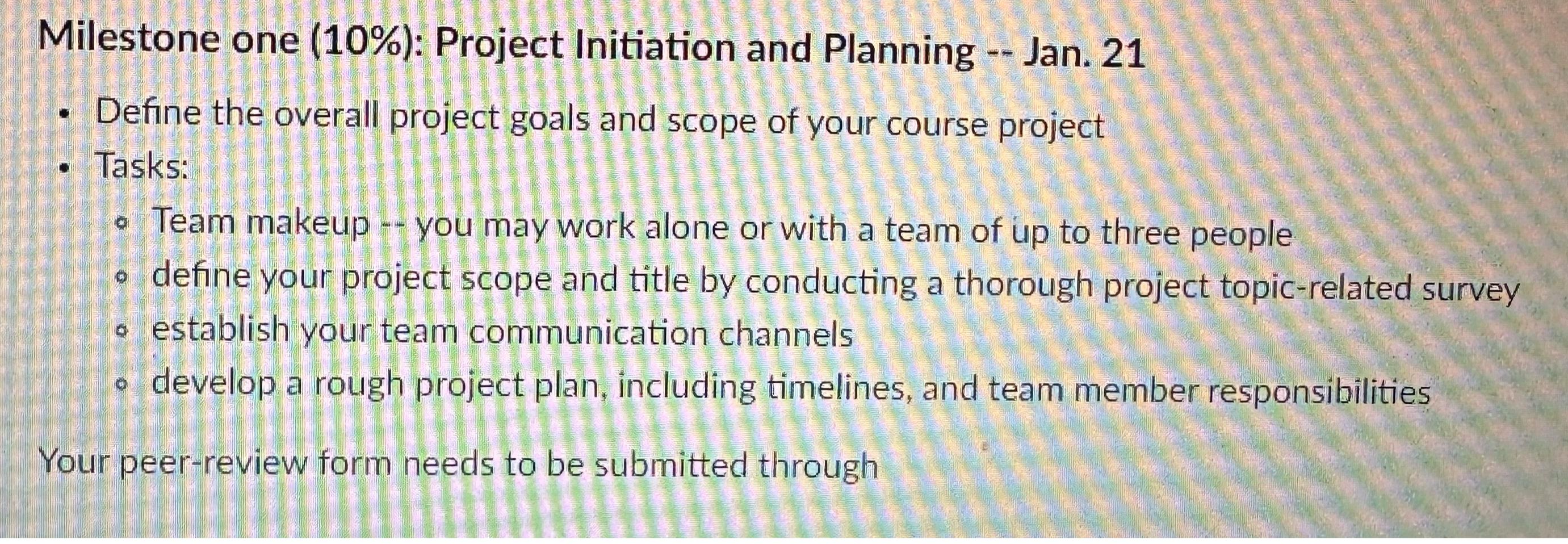 Solved Milestone one (10%): Project Initiation and Planning | Chegg.com
