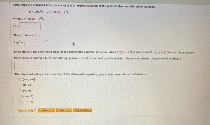 Solved Verify that the Indicated function y (x) is an | Chegg.com