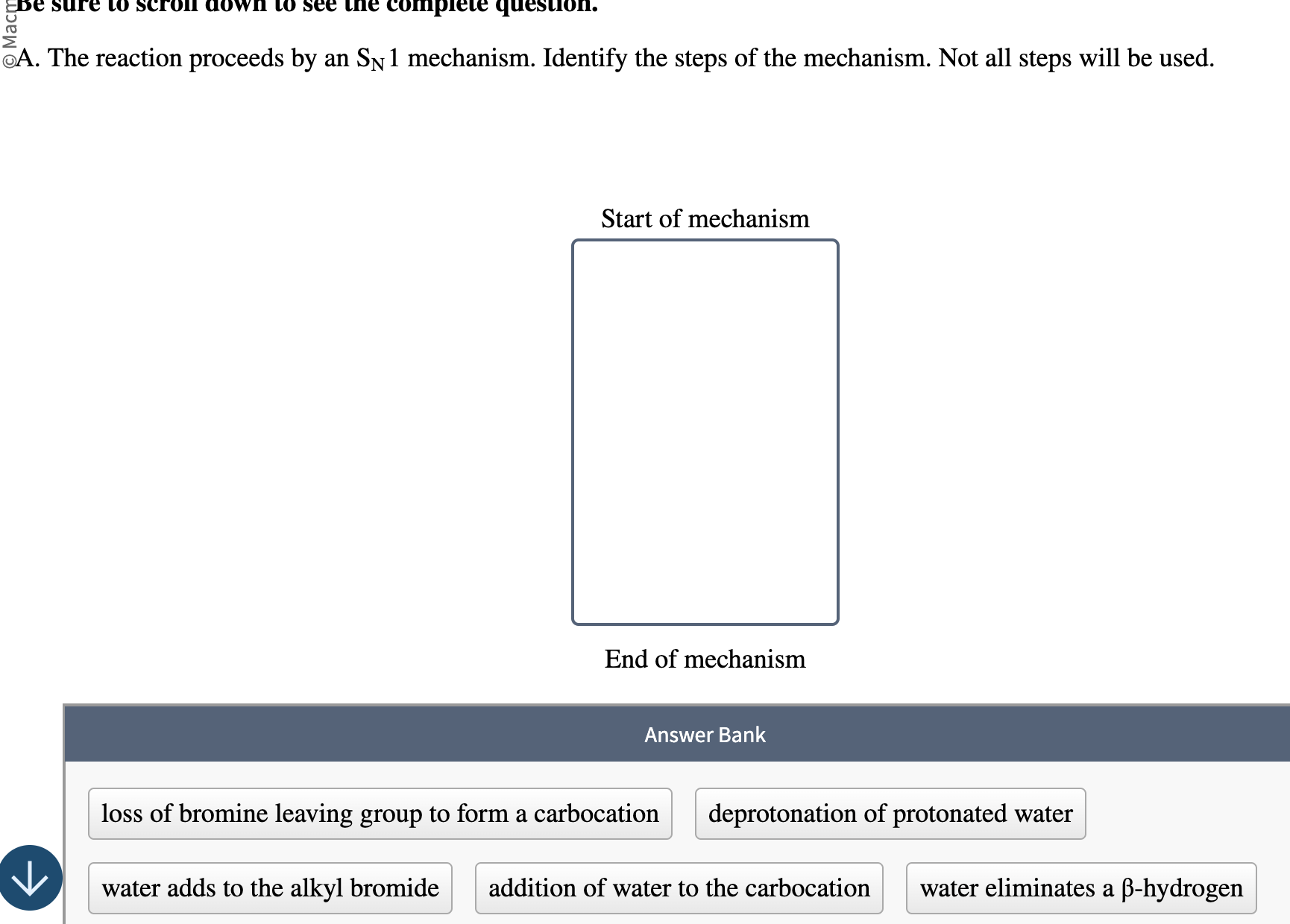 Solved Start of mechanismEnd of mechanismAnswer Bankloss of | Chegg.com