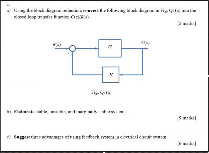Solved a) ﻿Using the block diagram reduction, convert the | Chegg.com