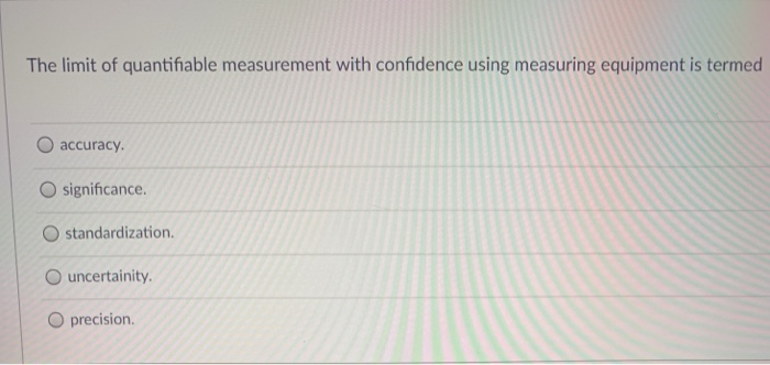 Solved The limit of quantifiable measurement with confidence | Chegg.com