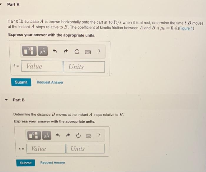 Solved The 25 lb cart B is supported on rollers of | Chegg.com