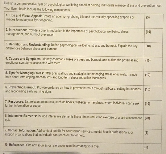 Solved Design a comprehensive flyer on psychological | Chegg.com