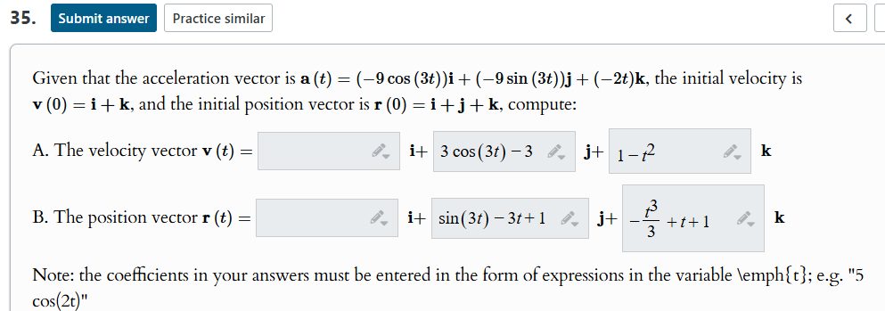 Solved Given that the acceleration vector | Chegg.com