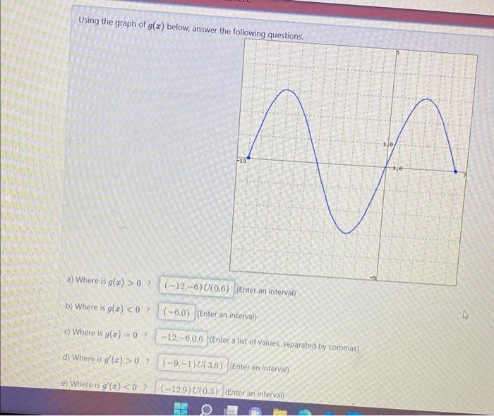 Solved Using the graph of g(x) below, answer the following | Chegg.com