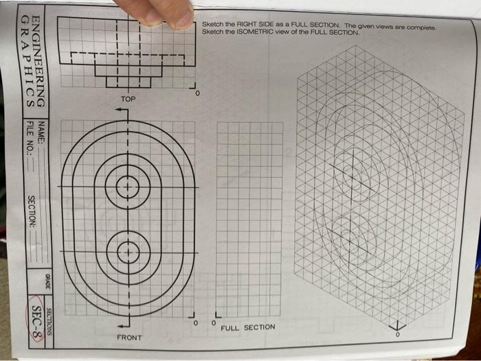 Solved Sketch the HORIZONTAL VIEW as an OFFSET SECTION, Draw | Chegg.com