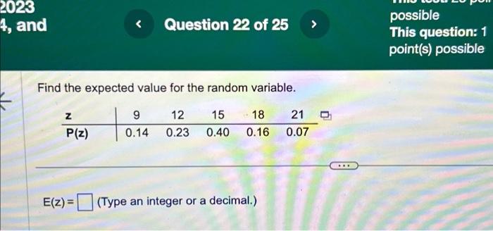 Solved Find the expected value for the random variable. | Chegg.com