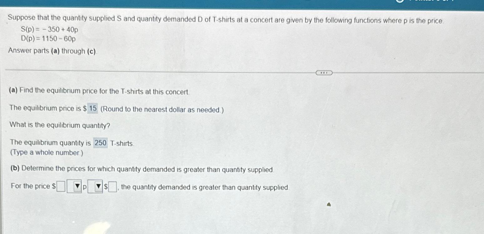 Solved Suppose that the quantity supplied S ﻿and quantity | Chegg.com