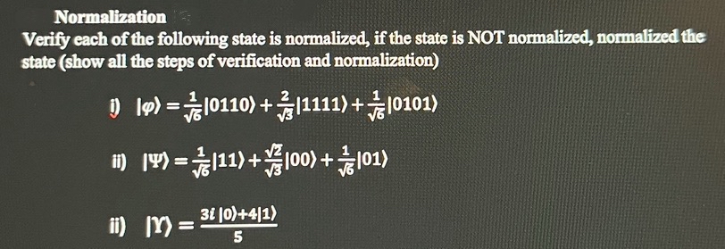 Solved NormalizationVerify each of the following state is | Chegg.com