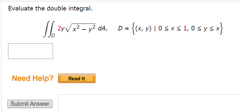 Solved evaluate the double integral | Chegg.com