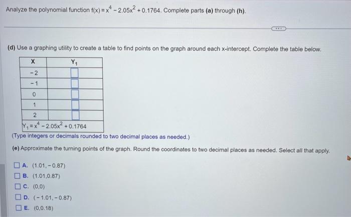 Solved Analyze The Polynomial Function 2327