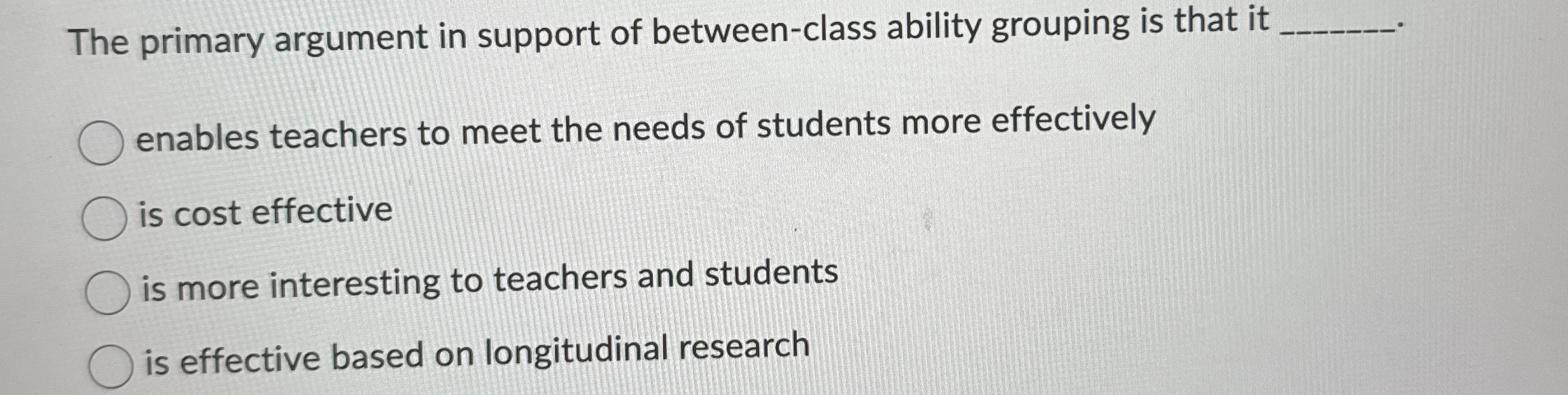 Solved The primary argument in support of between-class | Chegg.com
