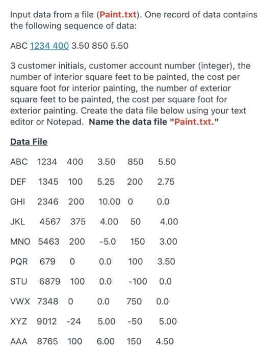 Solved Output and label all input and calculated data (three | Chegg.com