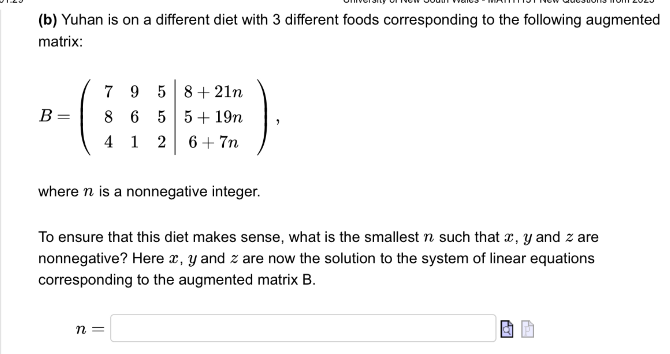 Solved (b) ﻿Yuhan is on a different diet with 3 ﻿different | Chegg.com