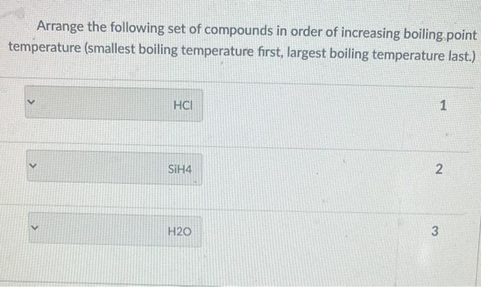 Solved Arrange the following set of compounds in order of | Chegg.com