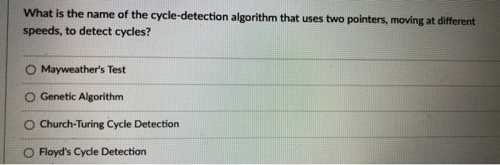 Solved What Is The Name Of The Cycle Detection Algorithm 7346