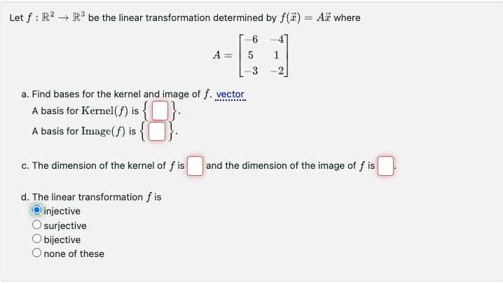 Solved Let f:R^(2)->R^(3) ﻿be the linear transformation | Chegg.com