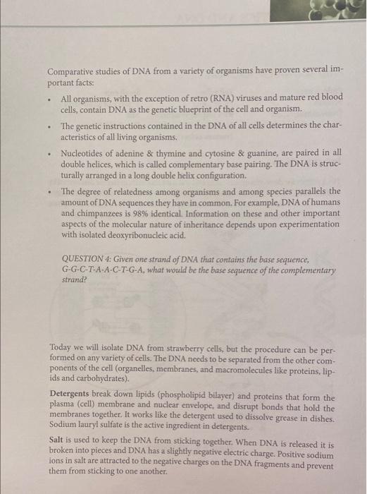 Solved 8. GENETICS AND DNA Small cup PART 4. DNA EXTRACTION | Chegg.com