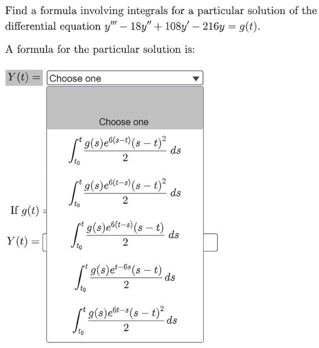 Find a formula involving integrals for a particular | Chegg.com
