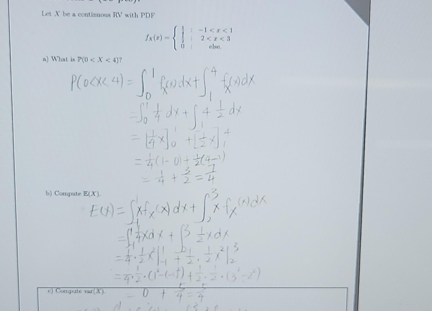 Let X be a continuous RV with PDF fX(x)=⎩⎨⎧11:21:0: | Chegg.com