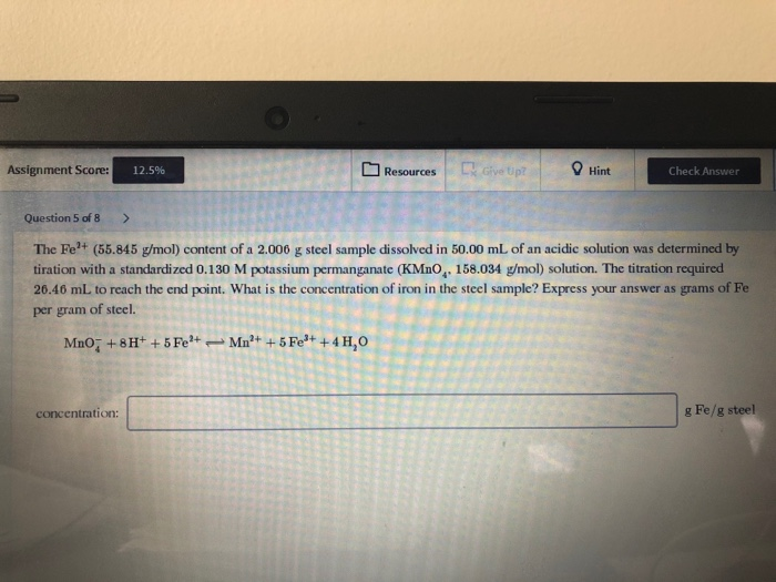 Solved Assignment Score: 12.5% Resources - Give Up? Hint | Chegg.com