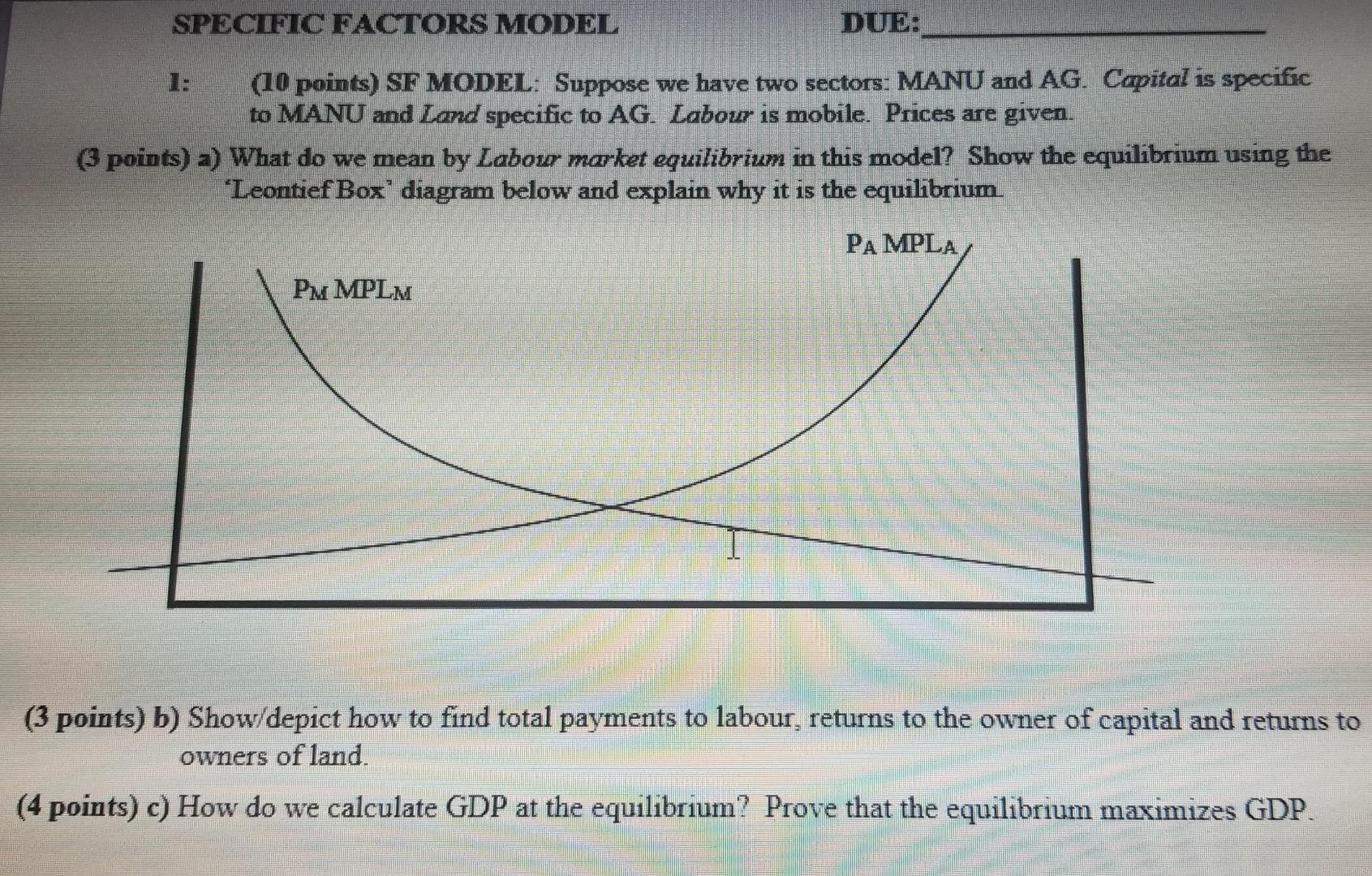 Solved SPECIFIC FACTORS MODEL DUE: (10 points) SF MODEL: | Chegg.com