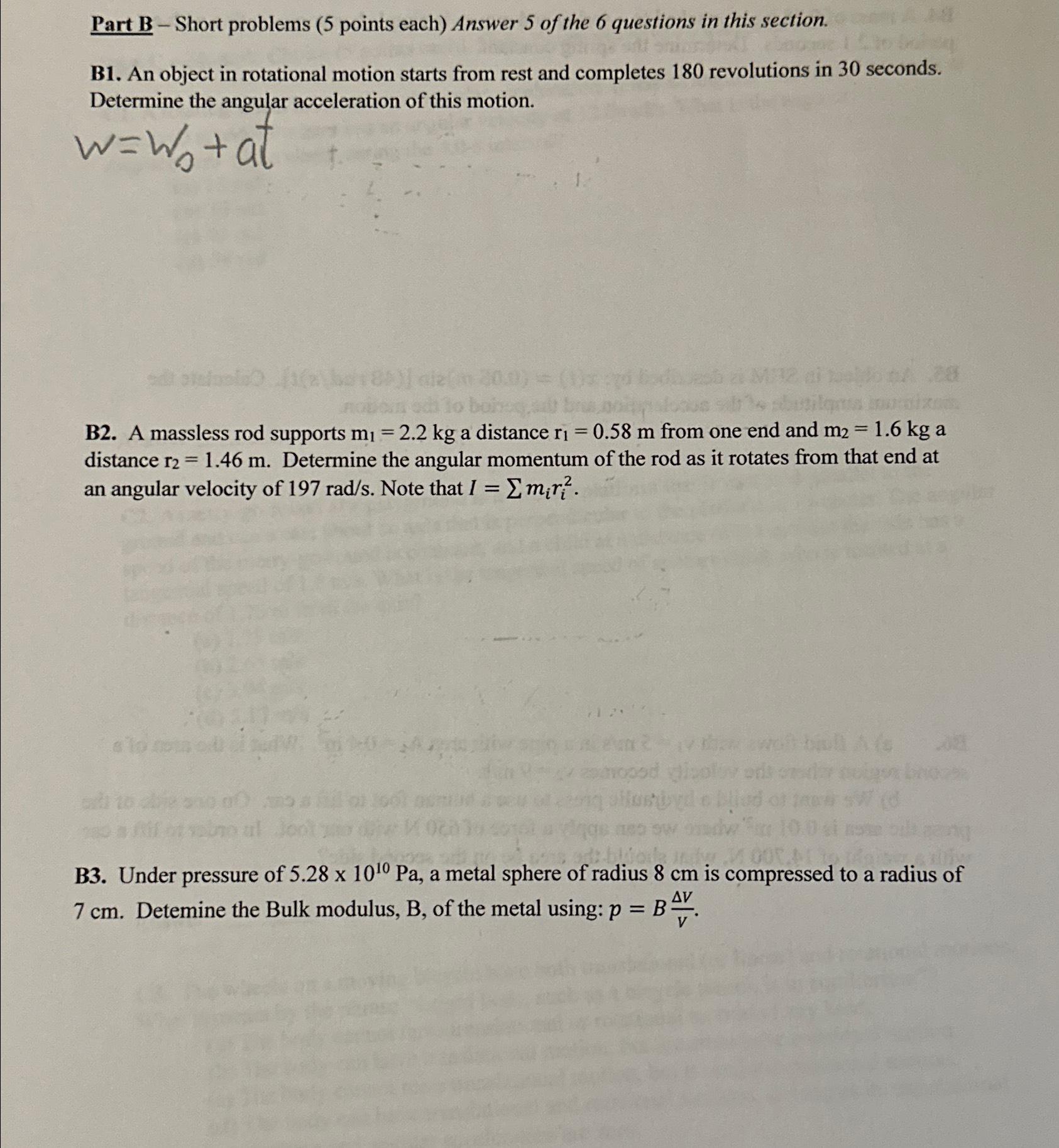 Solved B1. ﻿An object in rotational motion starts from rest | Chegg.com