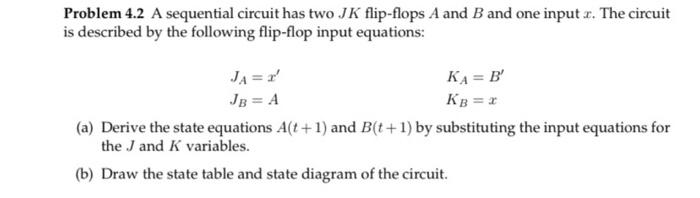 Solved Problem 4.2 A sequential circuit has two JK | Chegg.com