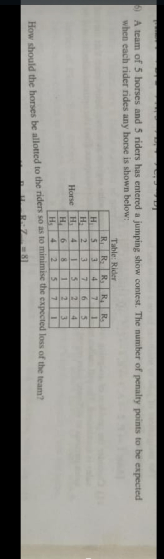 Solved A team of 5 ﻿horses and 5 ﻿riders has entered a | Chegg.com