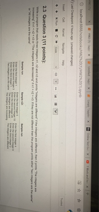 Solved HW (1) X HW2 (1) - Jupy X Untitled - Jupyt X Loops - | Chegg.com