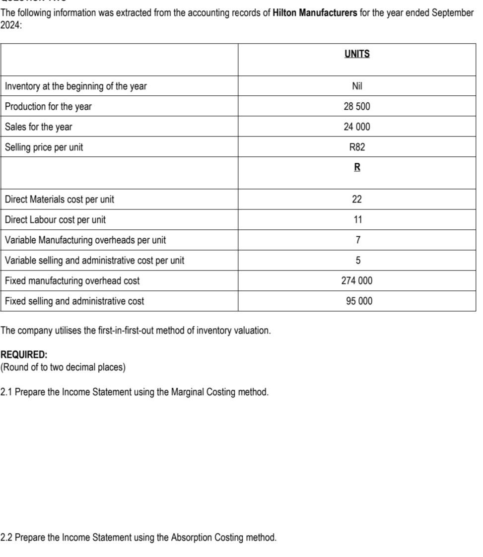 Solved The following information was extracted from the | Chegg.com