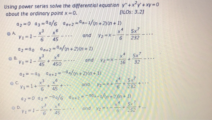 Solved Using power series solve the differential equation | Chegg.com
