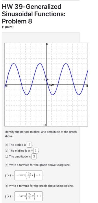 Solved HW 39-Generalized Sinusoidal Functions: Problem 8 (1 | Chegg.com
