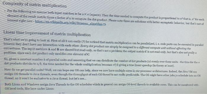 Solved Complexity of matrix multiplication eloment of the | Chegg.com