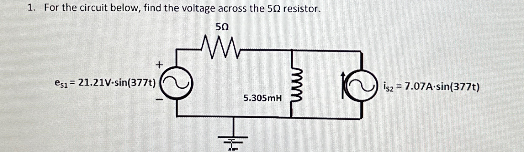 Solved for the curcuit below find the voltage across the 5 | Chegg.com