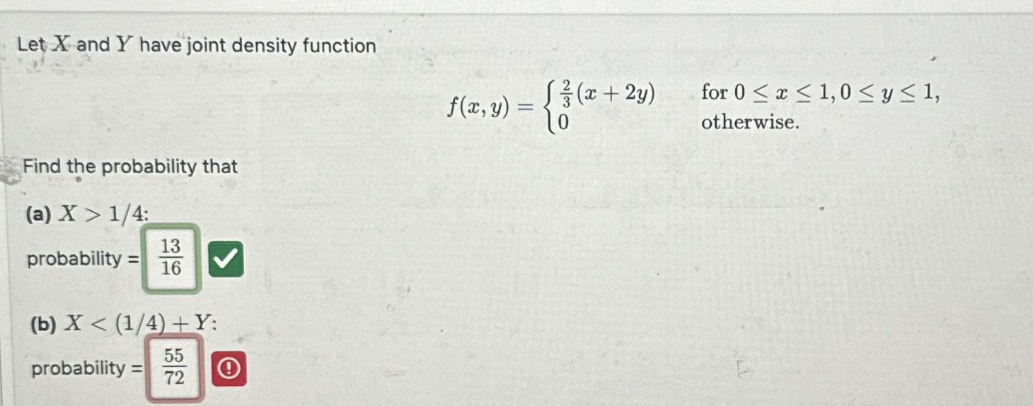 Solved Let x ﻿and Y ﻿have joint density | Chegg.com