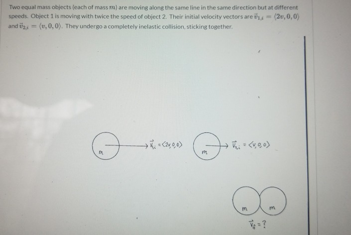 Solved Two equal mass objects (each of mass m) are moving | Chegg.com