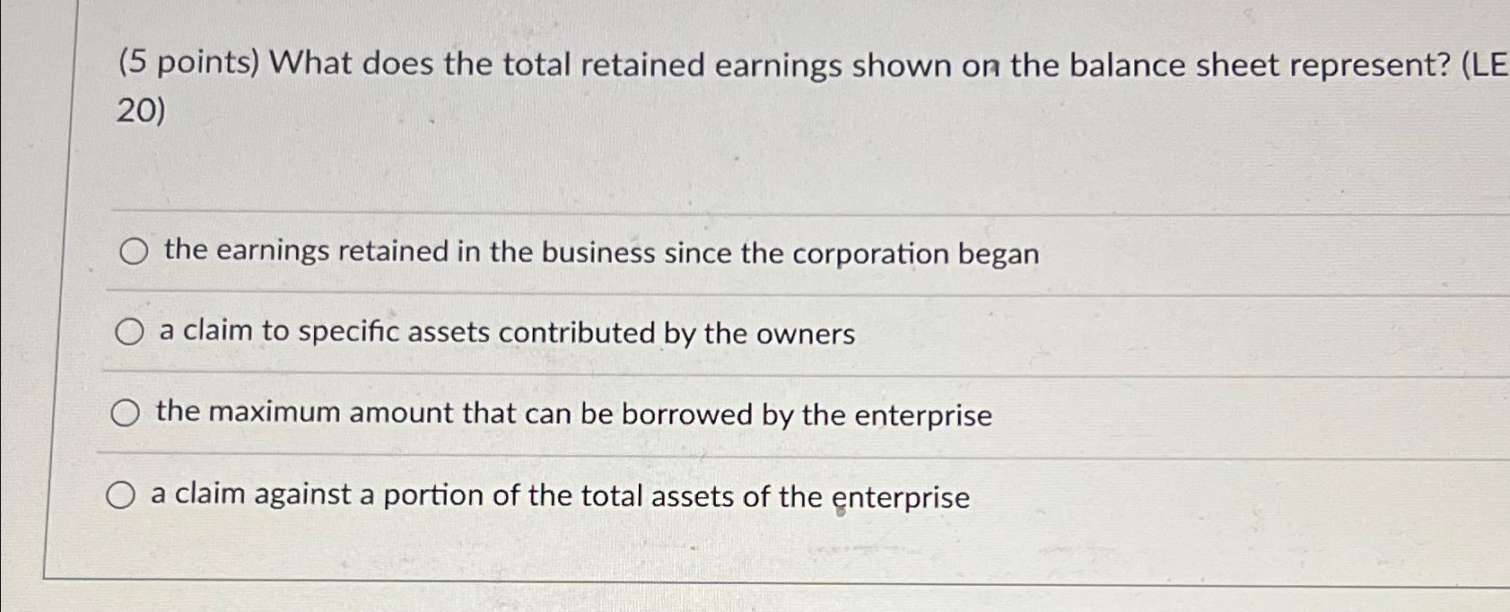 Solved (5 points) What does the total retained earnings | Chegg.com