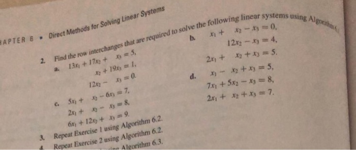 Solved ng linear systems using Algo sing Algorithm Direct | Chegg.com