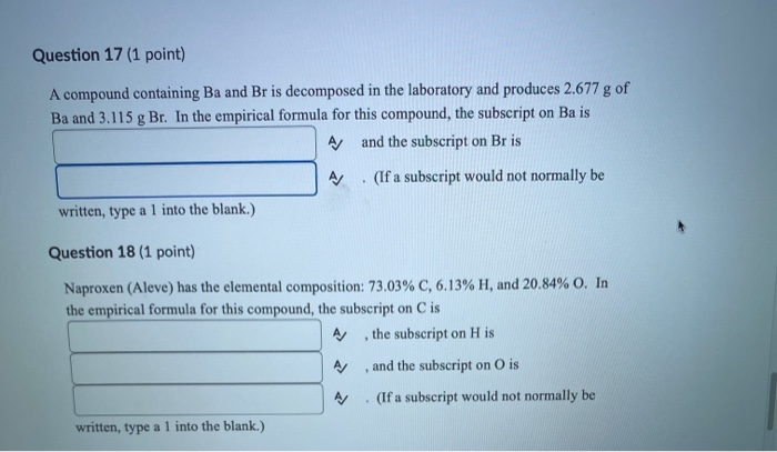 Solved Question 17 (1 point) A compound containing Ba and Br | Chegg.com