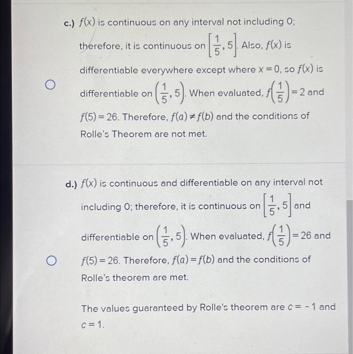 Solved Determine if the requirements for Rolle's theorem are | Chegg.com