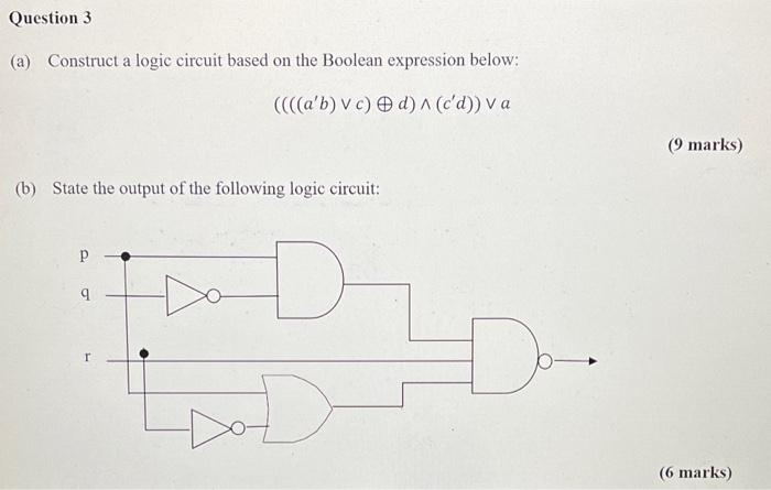 Solved (a) Construct a logic circuit based on the Boolean | Chegg.com