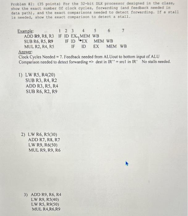 Solved Problen 12: (35 points) For the 32-bit DLX processor | Chegg.com