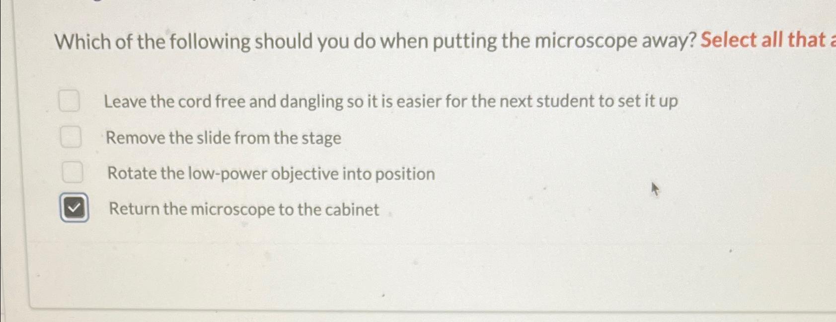 Solved Which of the following should you do when putting the | Chegg.com
