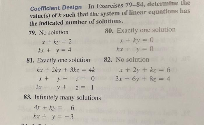 Solved Coefficient Design In Exercises 79-84, determine the | Chegg.com